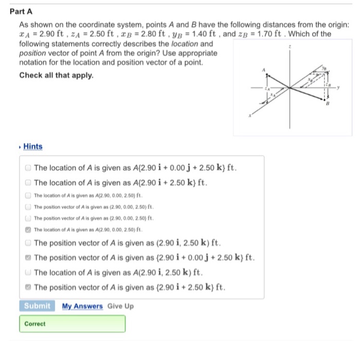 Solved Part A As shown on the coordinate system, points A | Chegg.com