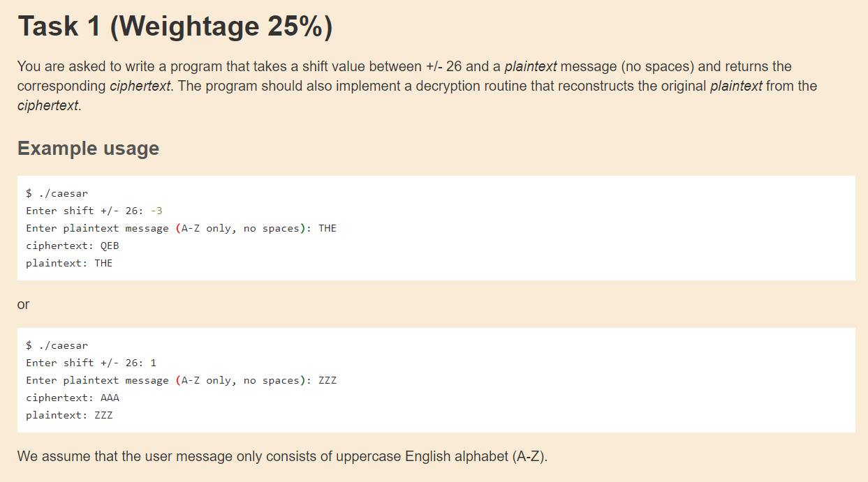 Solved Task 1 (Weightage 25%) You are asked to write a | Chegg.com