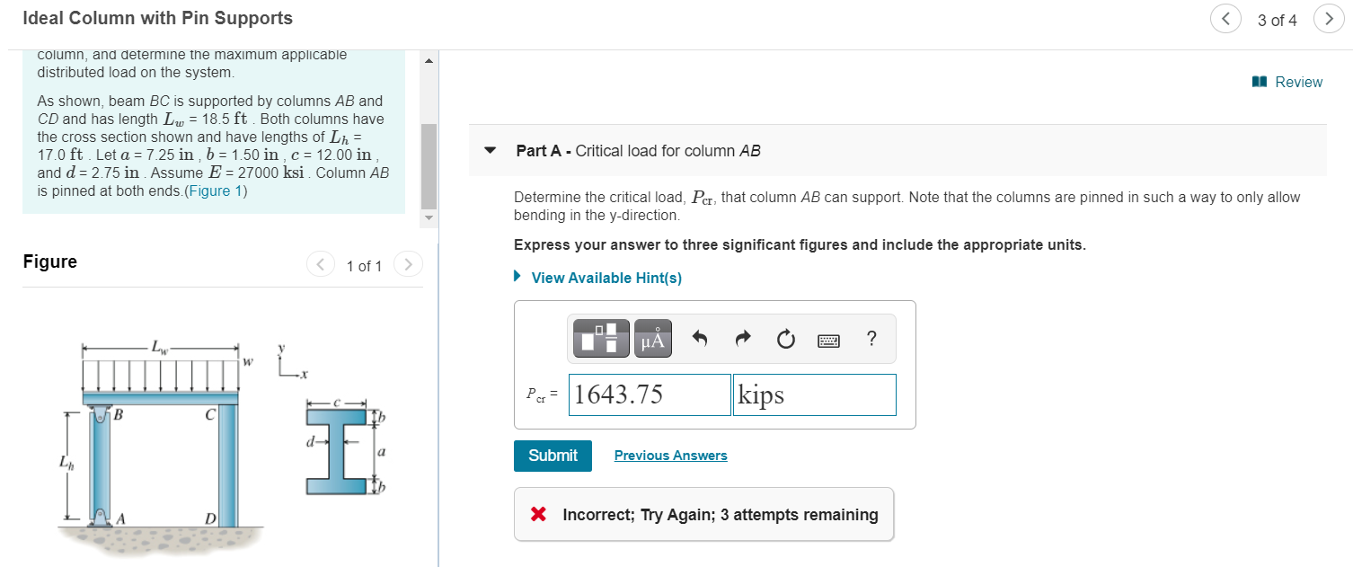 Solved Ideal Column with Pin Supports