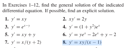 Solved In Exercises 1-12, find the general solution of the | Chegg.com
