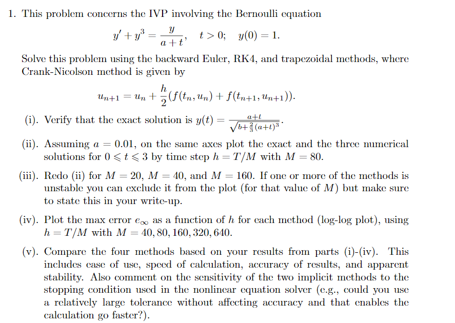Solved 1. This problem concerns the IVP involving the | Chegg.com