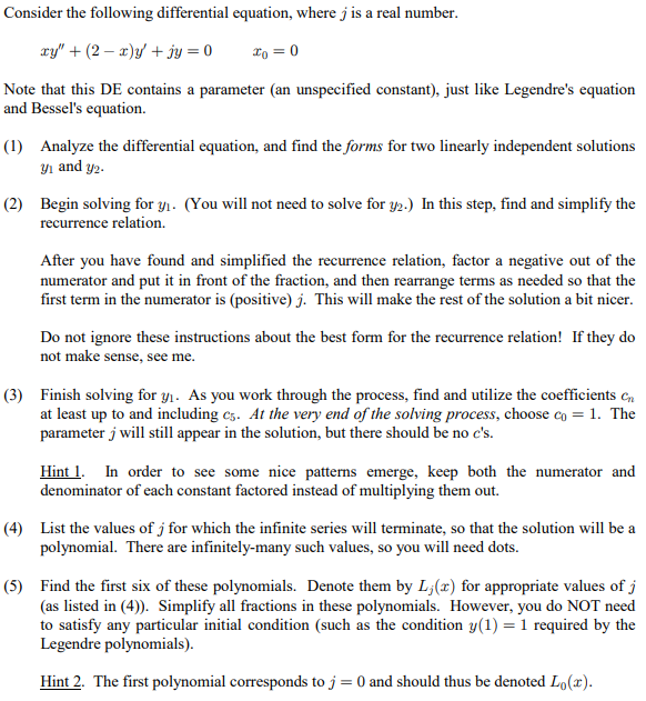 Consider the following differential equation, where j | Chegg.com