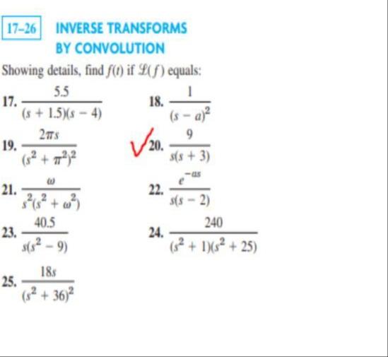 Solved 17-26 INVERSE TRANSFORMS BY CONVOLUTION Showing | Chegg.com