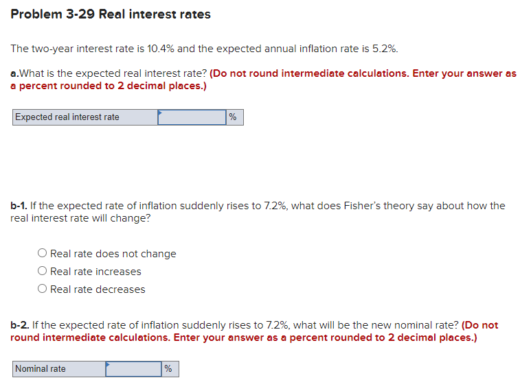Solved Problem 3-29 Real interest rates The two-year | Chegg.com