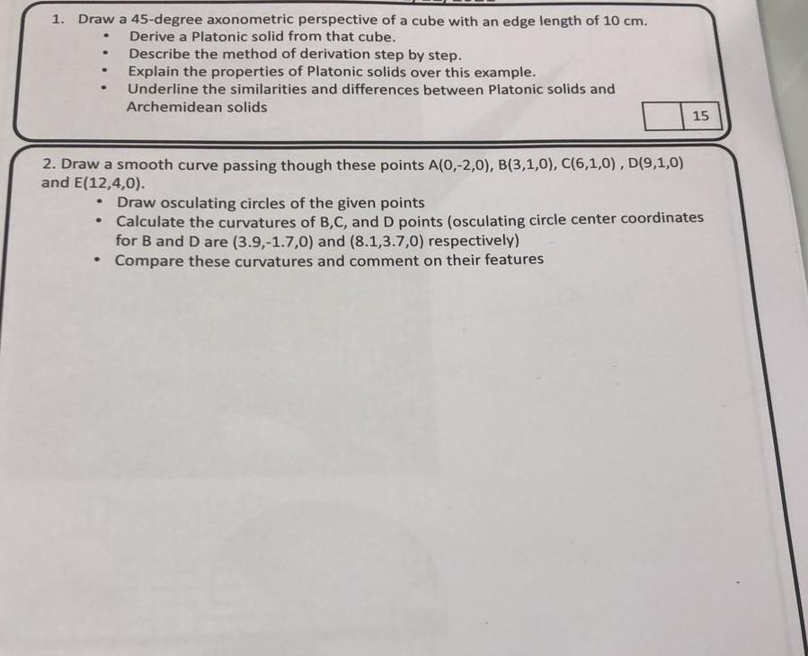 . 1. Draw a 45-degree axonometric perspective of a | Chegg.com