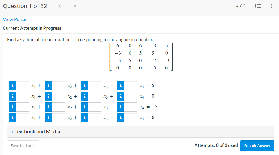 Solved Question 1 of 32 View Policies Current Attempt in | Chegg.com