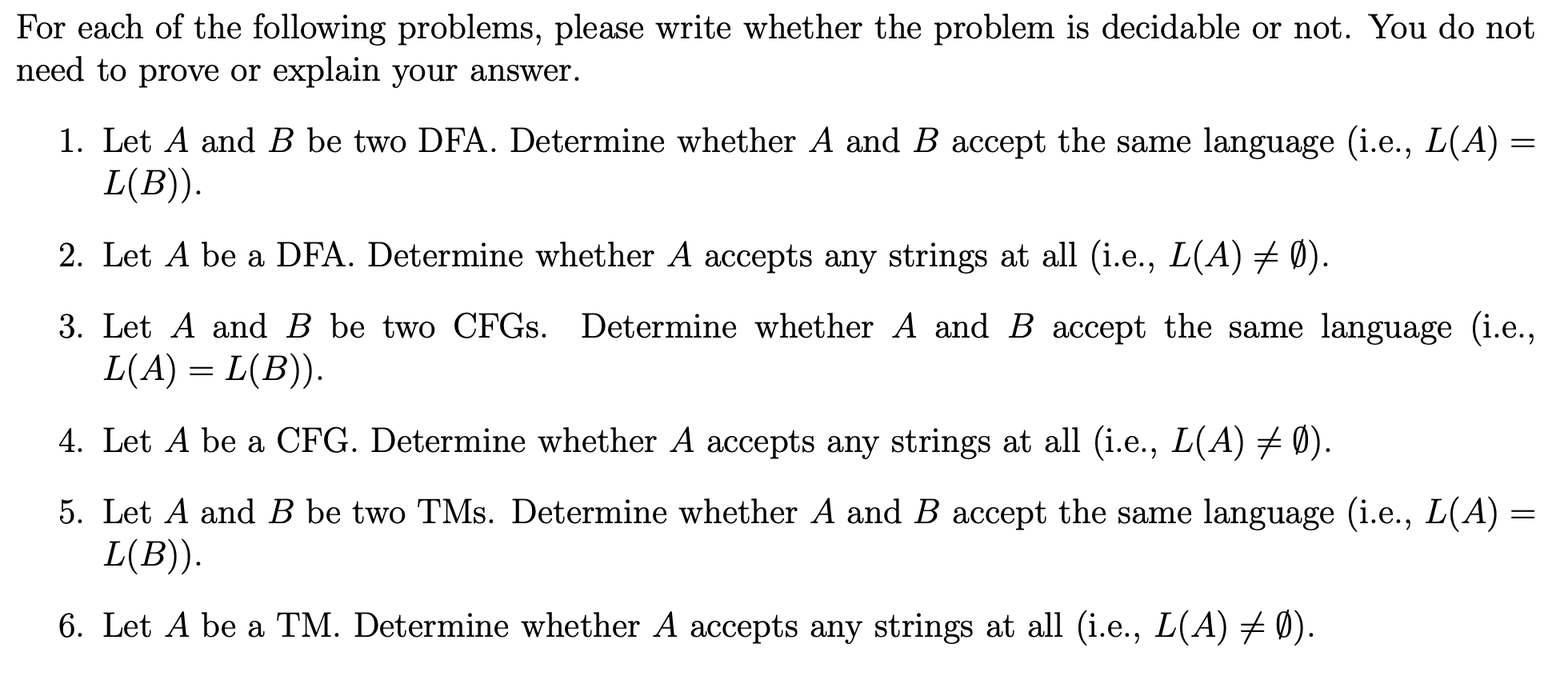 For each of the following problems, please write | Chegg.com