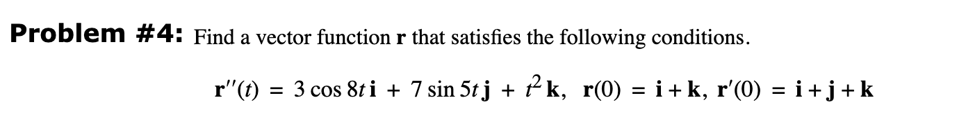 Solved Problem \#4: Find a vector function r that satisfies | Chegg.com