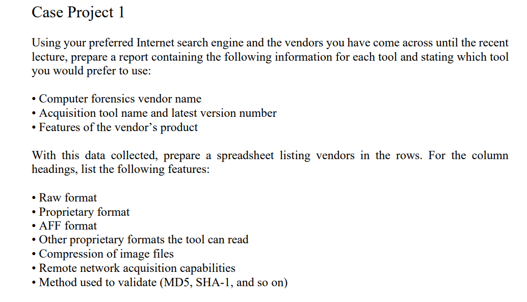 Solved Case Project 1 Using your preferred Internet search | Chegg.com