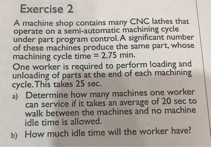 Solved Exercise 2 A machine shop contains many CNC lathes | Chegg.com
