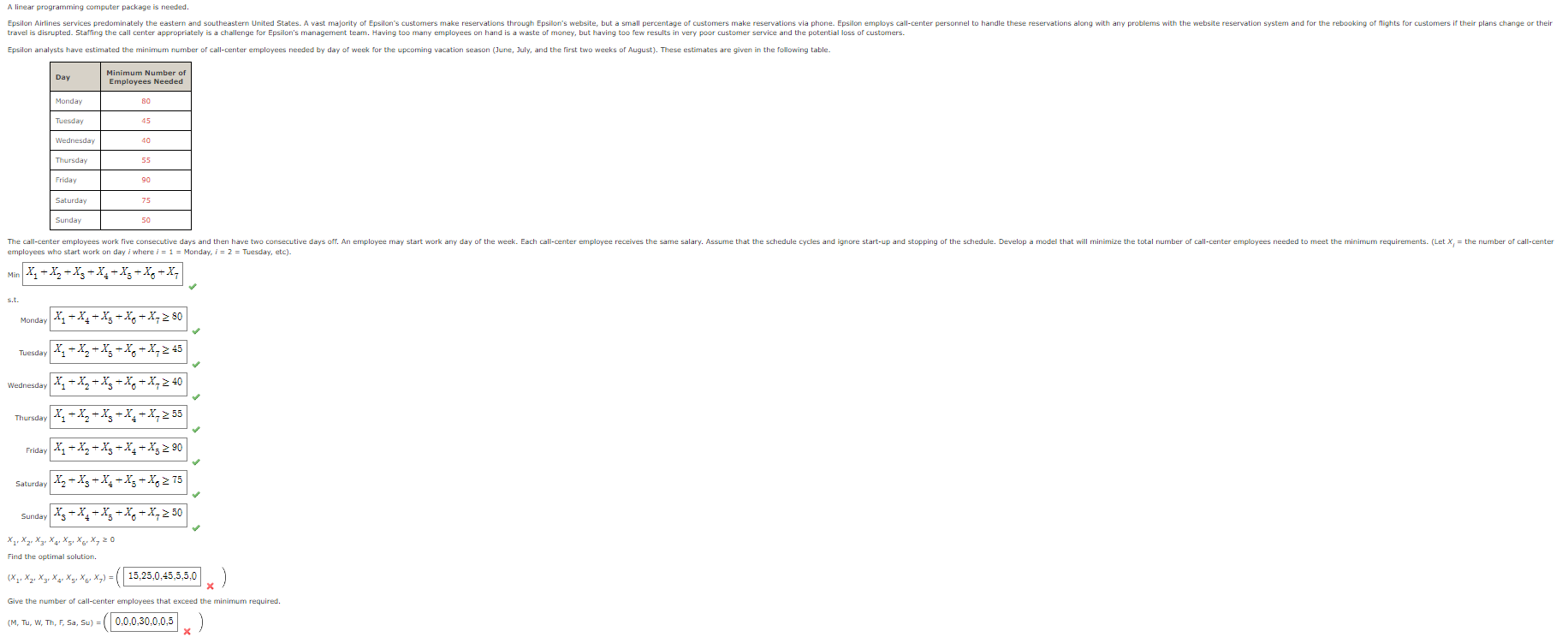 Solved The call-center employees work five consecutive days, | Chegg.com