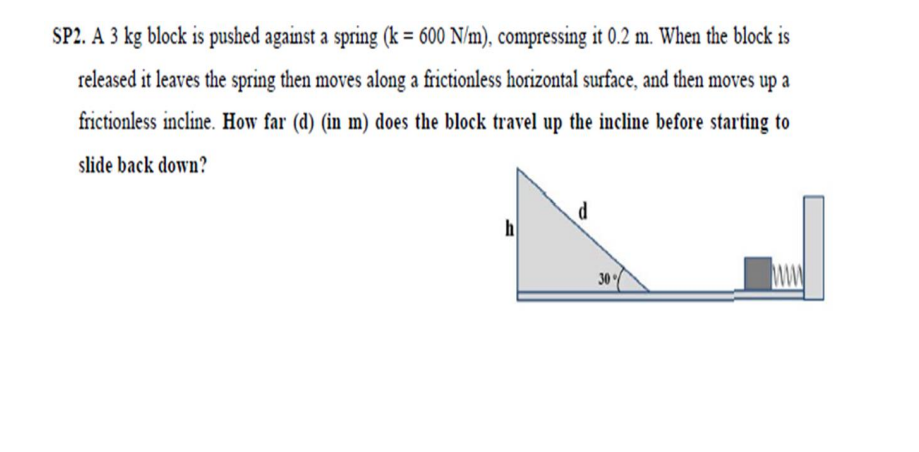 Solved SP2. ﻿A 3kg ﻿block is pushed against a spring | Chegg.com