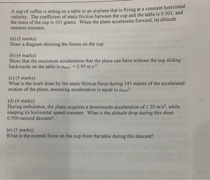 Solved A cup of coffee is sitting velocity. The coefficient | Chegg.com