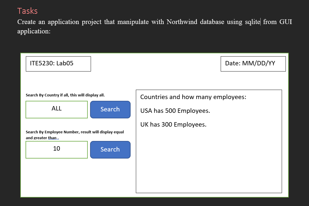 Tasks Create an application project that manipulate | Chegg.com