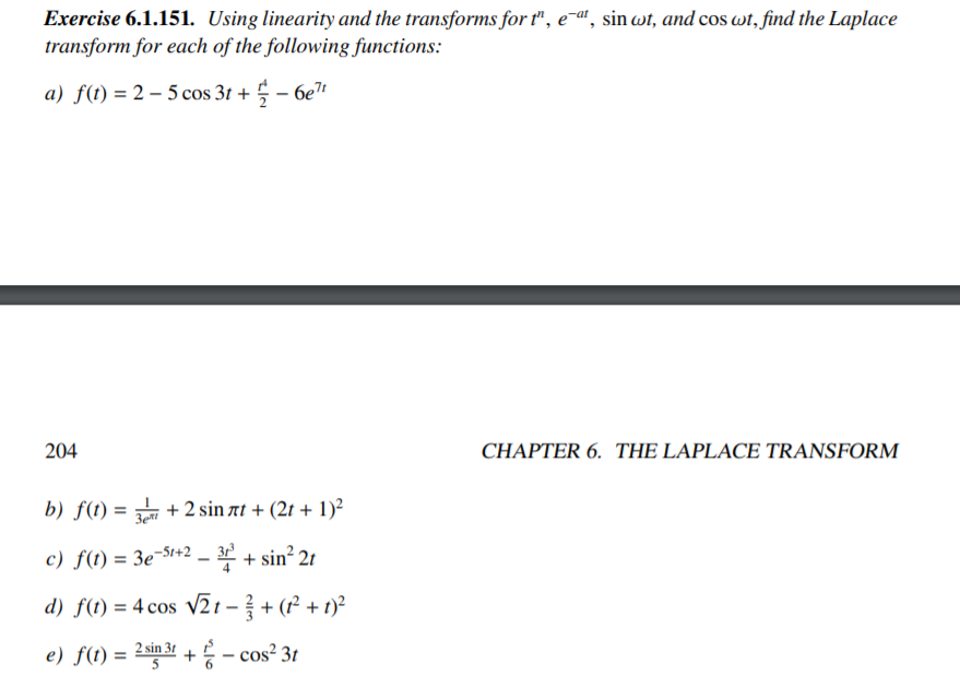 Solved Exercise 6.1.151. Using linearity and the transforms | Chegg.com