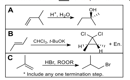 Solved A OH H, H2O 11 B CI -CI CHCl3, t-BuOK Η'' + En. Н. с | Chegg.com