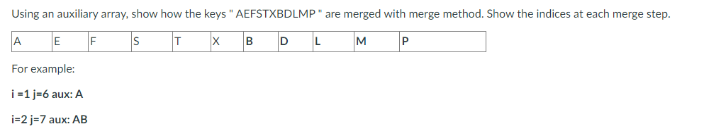 Solved Using an auxiliary array, show how the keys " | Chegg.com