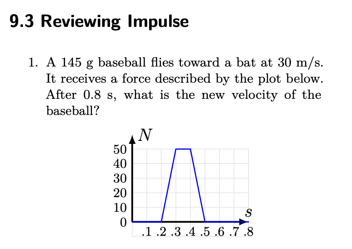 Solved 9.3 Reviewing Impulse 1. A 145 g baseball flies | Chegg.com