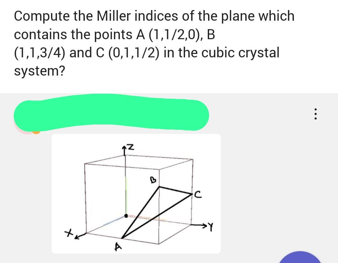 Solved Compute the Miller indices of the plane which | Chegg.com