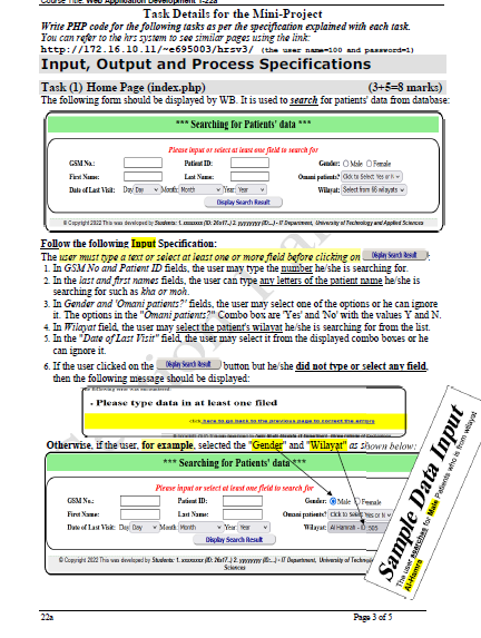 Solved Task Details for the Mini-Project Write PHP code for | Chegg.com