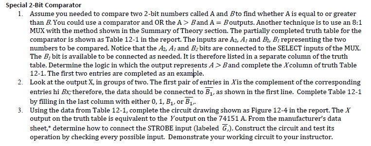 1. Assume you needed to compare two 2-bit numbers | Chegg.com