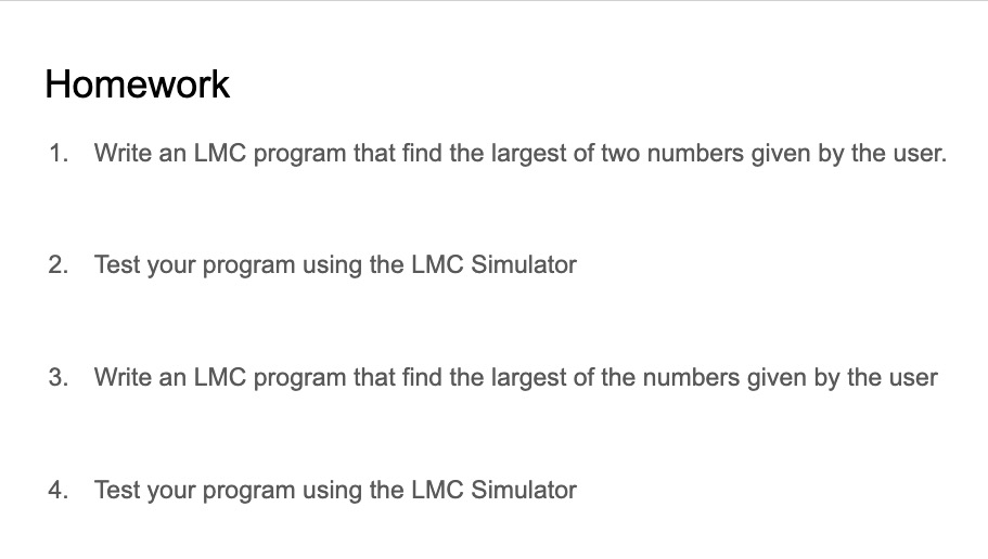 Solved : Answer ALL Questions correctly please. Use the LMC | Chegg.com
