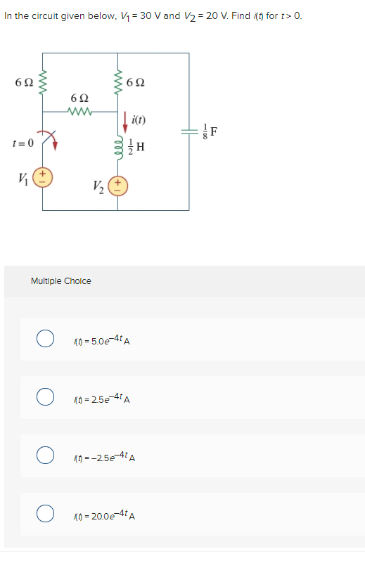 Solved In the circuit given below, V1 = 30 V and V2 = 20 V. | Chegg.com