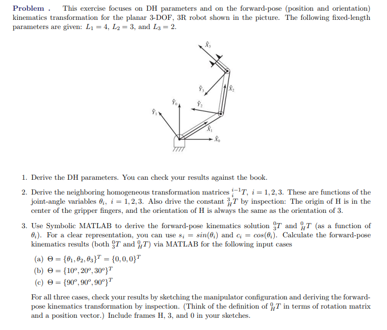 Solved Problem. This exercise focuses on DH parameters and | Chegg.com