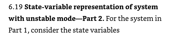 6.19 State-variable representation of system with | Chegg.com