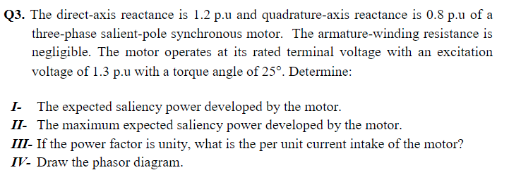 Solved Q3. The direct-axis reactance is 1.2 p.u and | Chegg.com