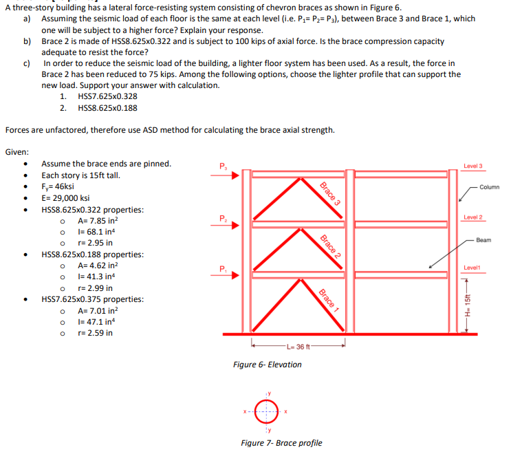 Solved A three-story building has a lateral force-resisting | Chegg.com