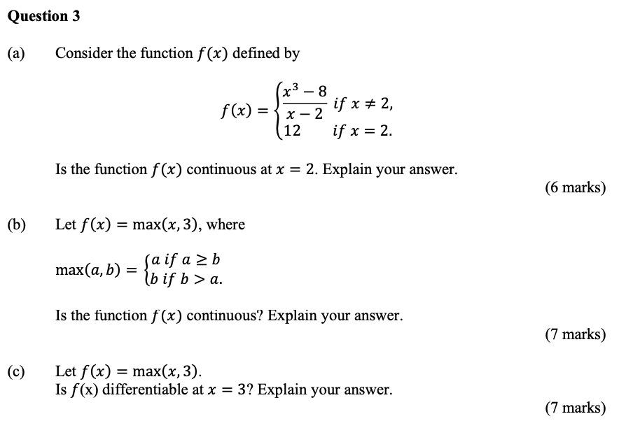 Solved Question 3 (a) Consider the function f(x) defined by | Chegg.com