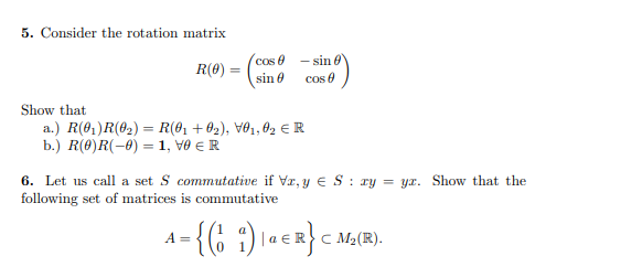 Solved 5. Consider the rotation matrix | Chegg.com