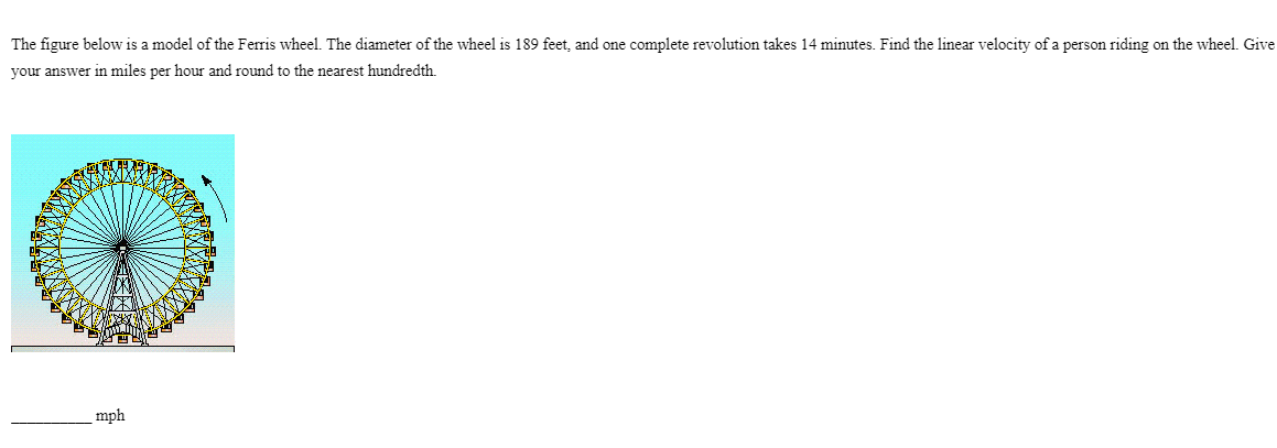 Solved The figure below is a model of the Ferris wheel. The | Chegg.com