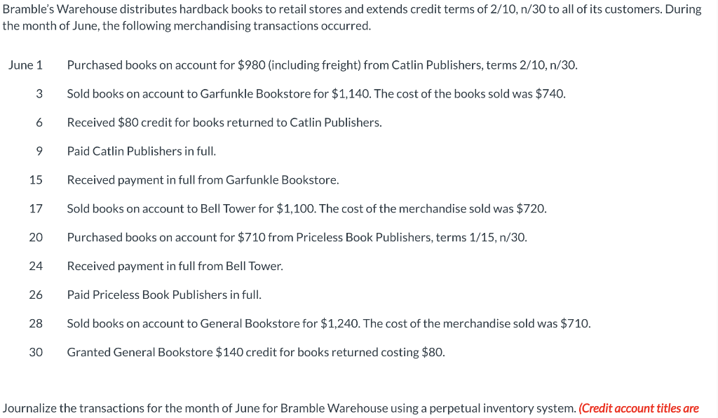 Solved Bramble's Warehouse distributes hardback books to | Chegg.com