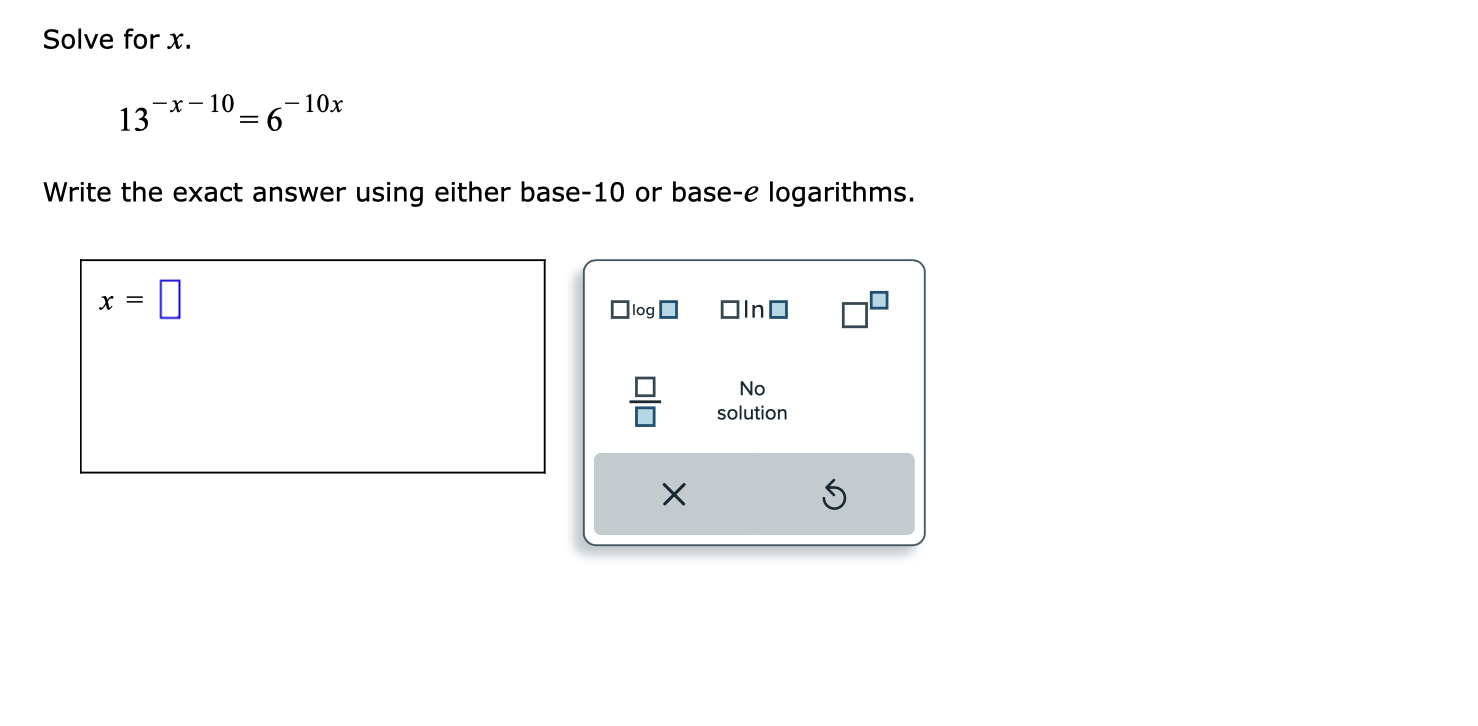 Solve for x. 13−x−10=6−10x Write the exact answer | Chegg.com