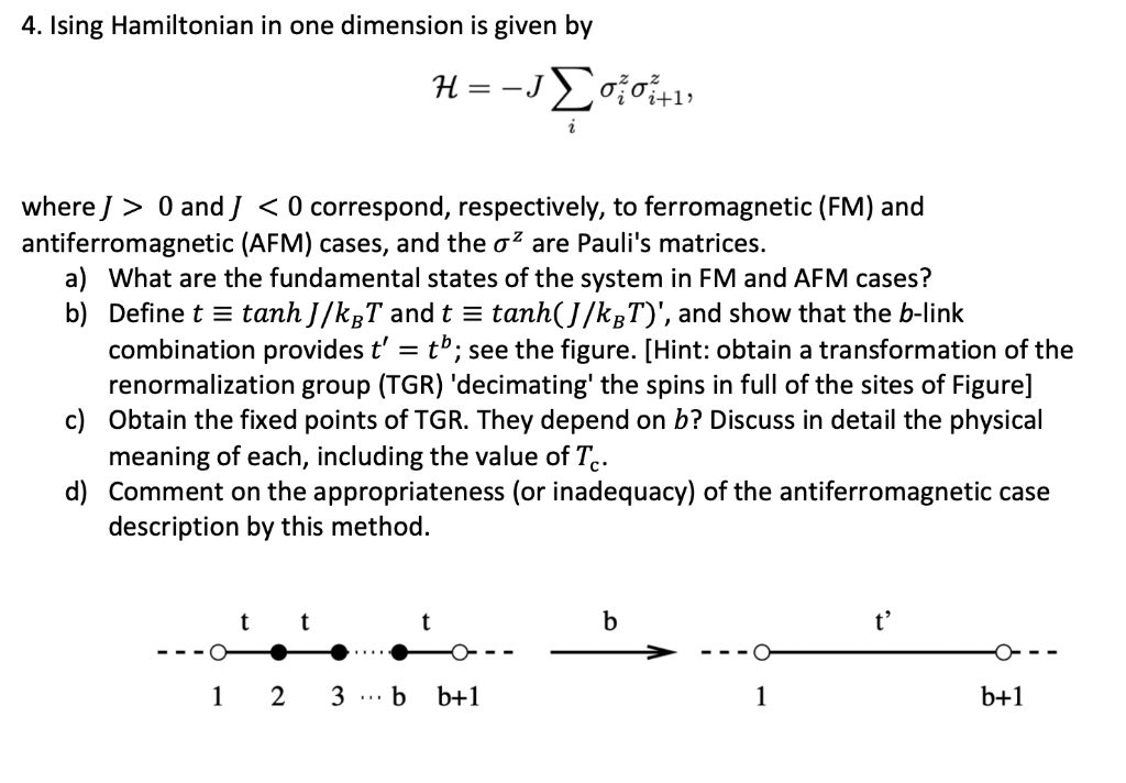 4. Ising Hamiltonian in one dimension is given by | Chegg.com