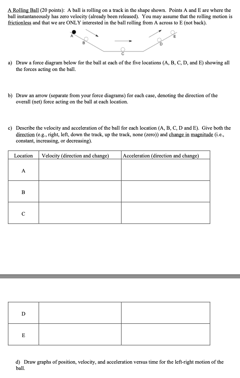 Solved A Rolling Ball (20 points): A ball is rolling on a | Chegg.com