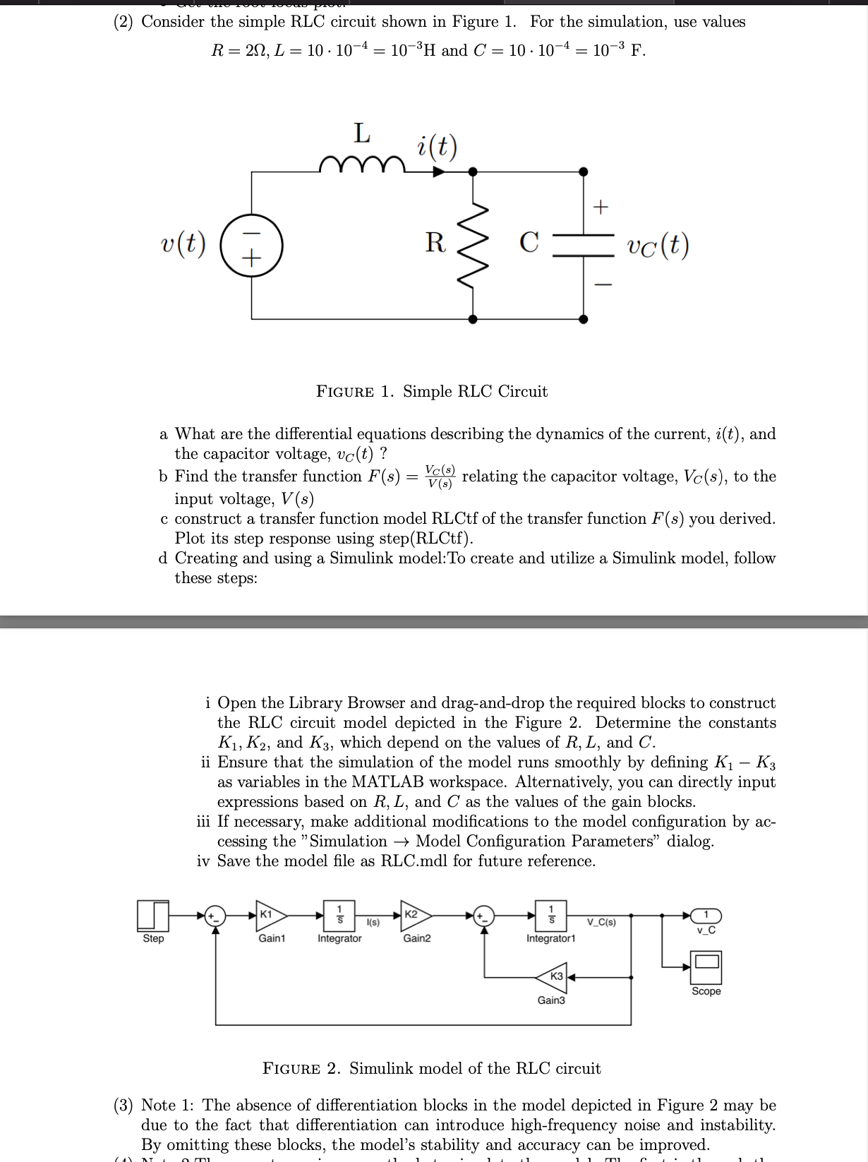 (2) Consider the simple RLC circuit shown in Figure | Chegg.com
