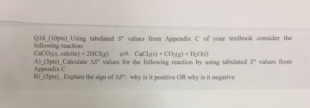 Solved Q16_(10pts)_Using tabulated So values from Appendix C | Chegg.com