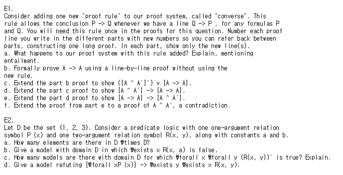 Solved E1 Consider adding one new "proof rule" to our proof | Chegg.com