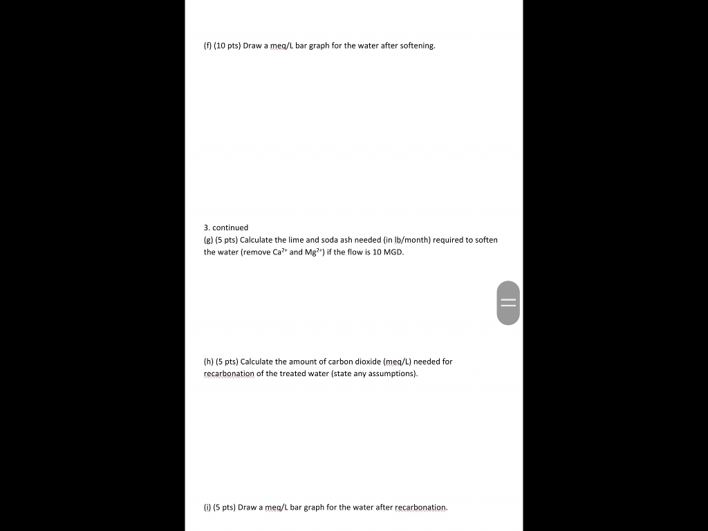 (f) (10 pts) Draw meq/L bar graph for the water after | Chegg.com