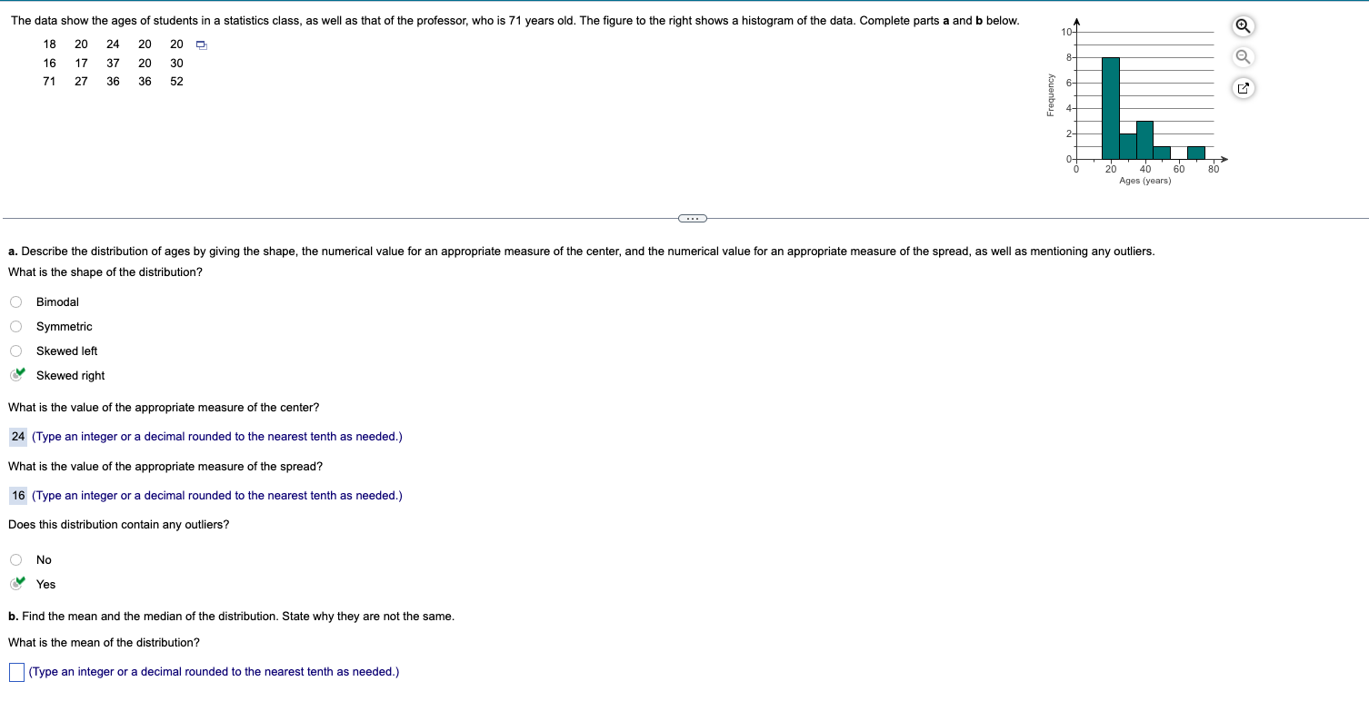 Solved What is the shape of the distribution? Bimodal | Chegg.com