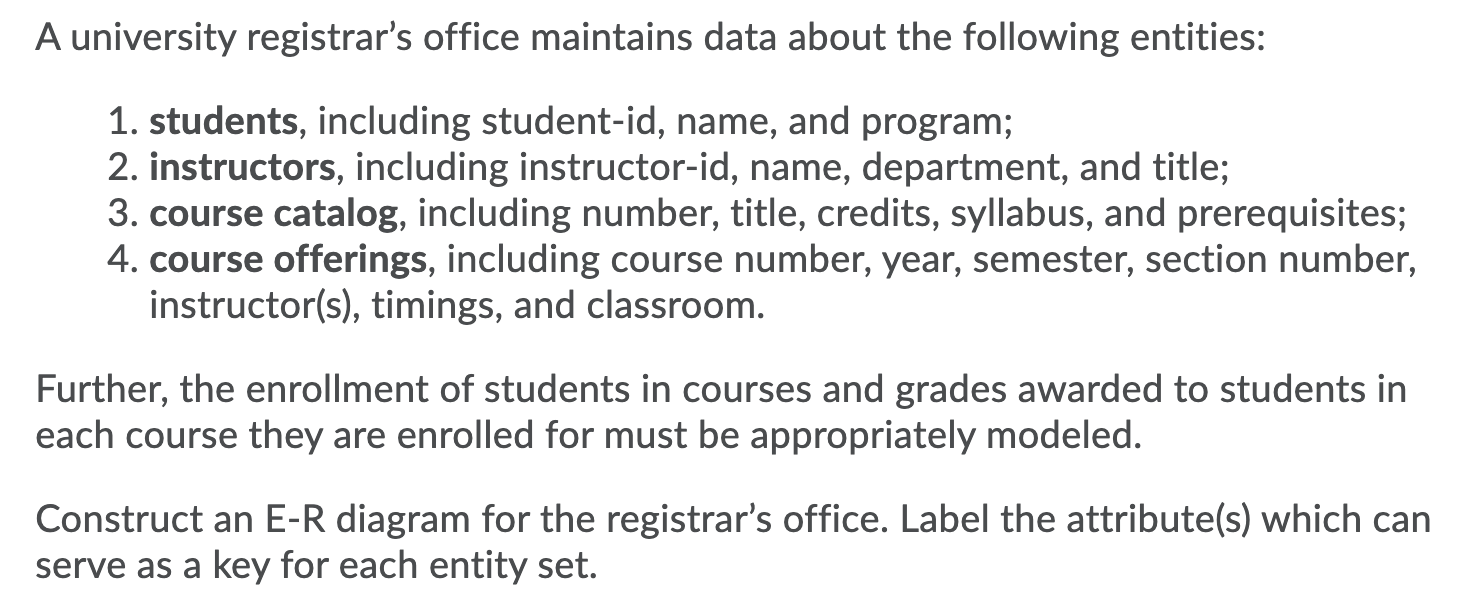 Solved A university registrar's office maintains data about | Chegg.com