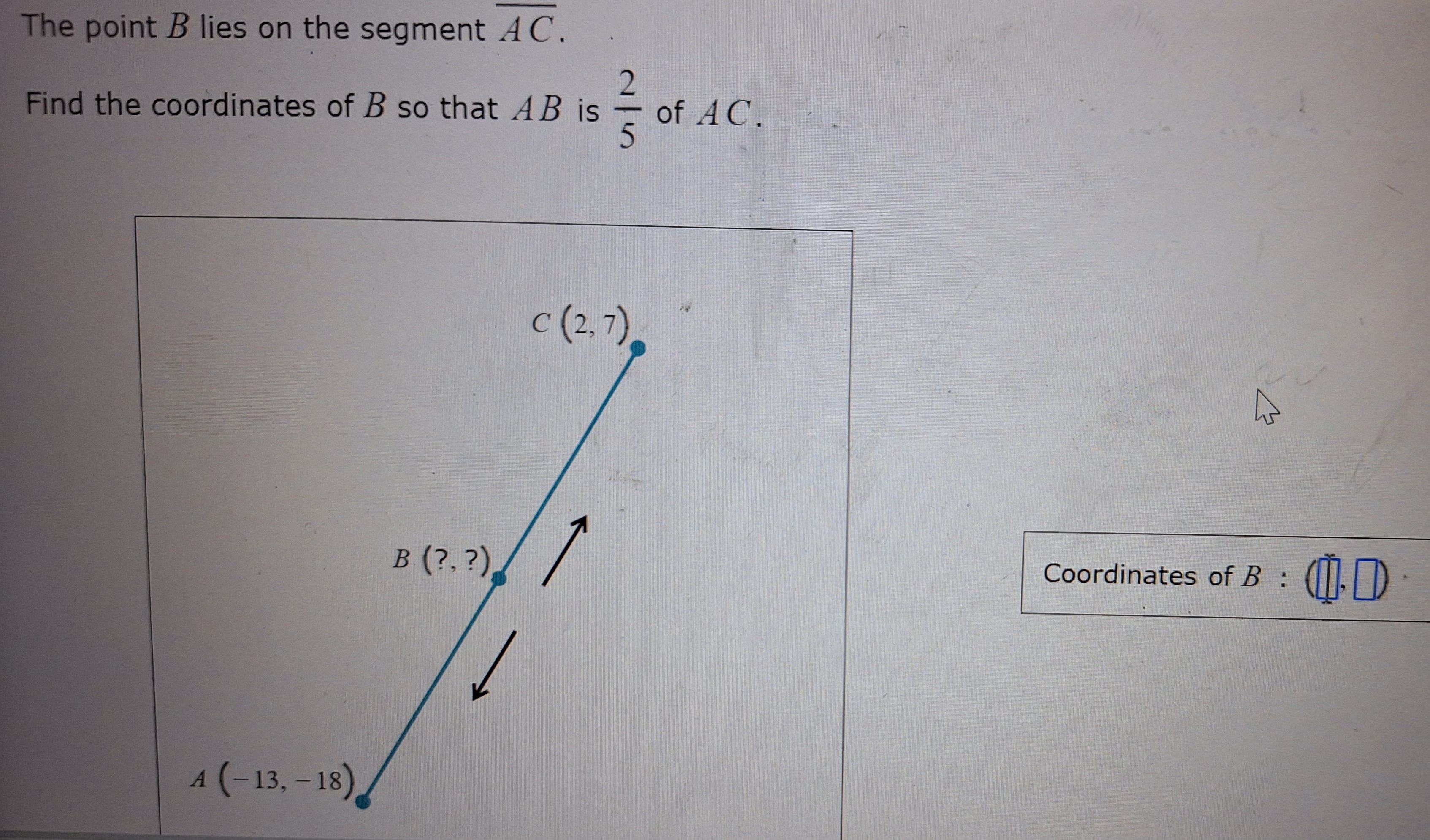 Solved The point B ﻿lies on the segment ?bar (AC).Find the | Chegg.com