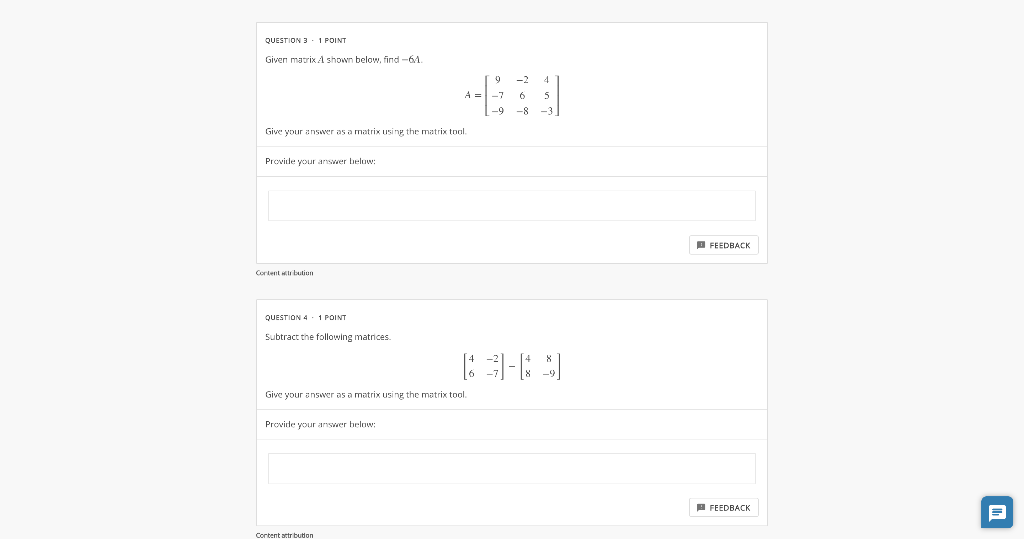 Solved QUESTION 3 1 POINT Giver matrix # shown below. Find | Chegg.com
