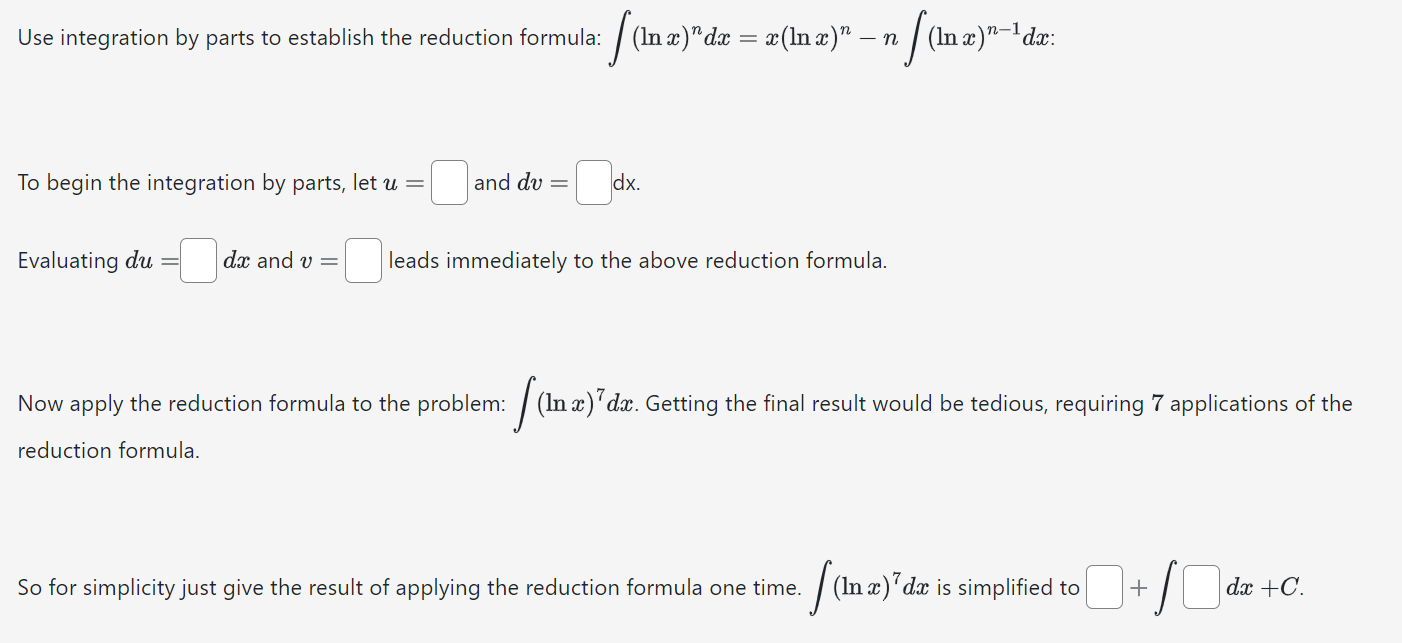 Solved Use integration by parts to establish the reduction | Chegg.com