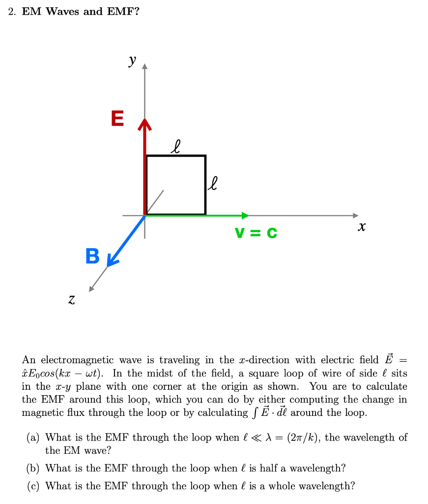 Solved 2. EM Waves and EMF? V = C An electromagnetic wave is | Chegg.com