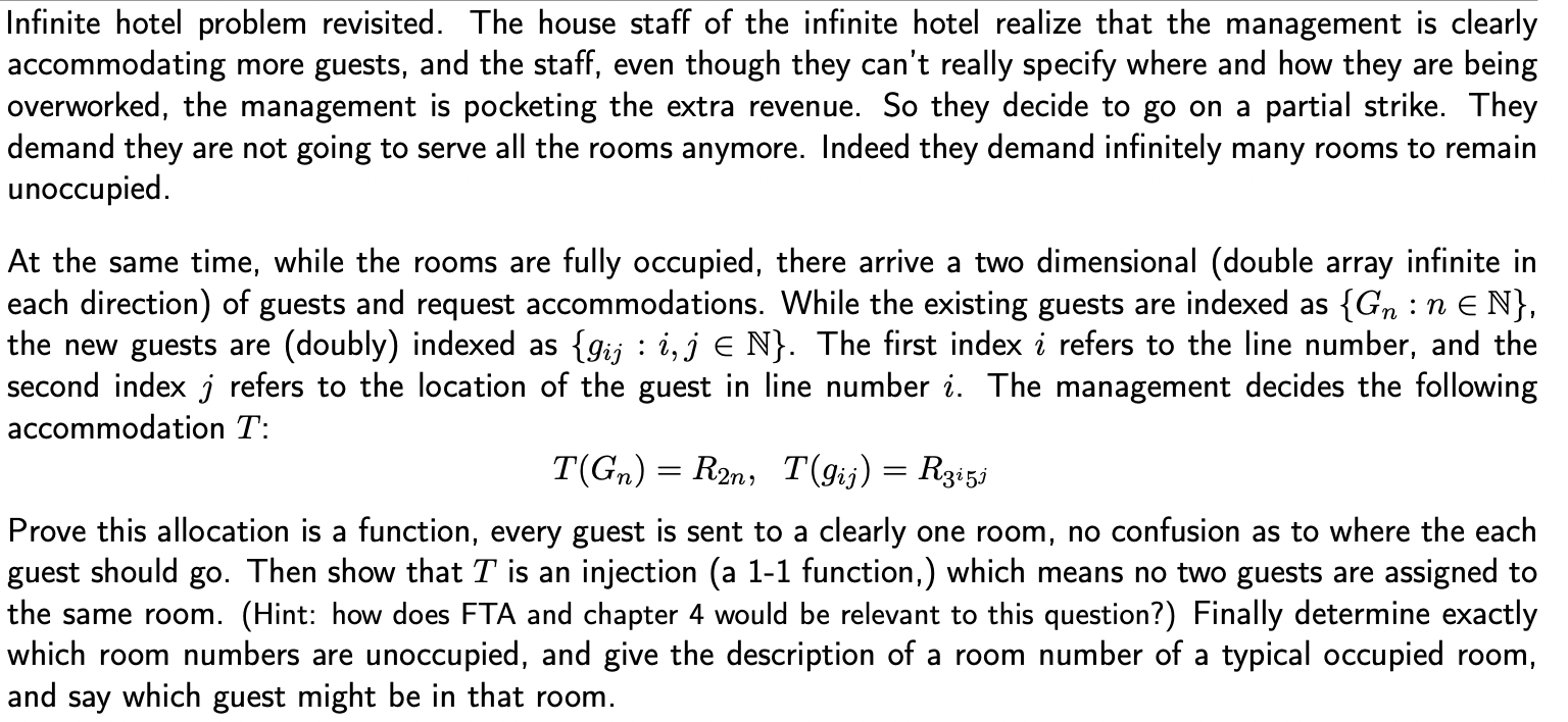 Solved Infinite hotel problem revisited. The house staff of | Chegg.com