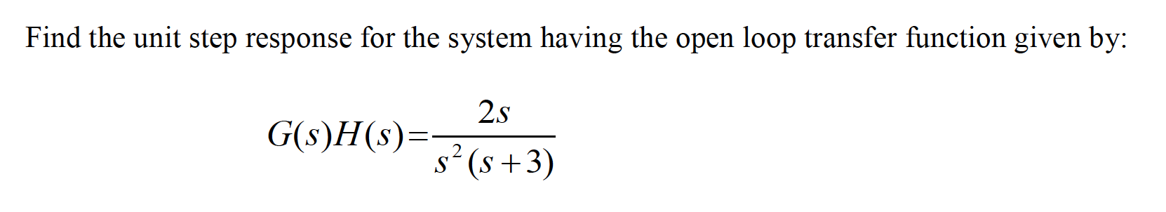 Solved Find the unit step response for the system having the | Chegg.com
